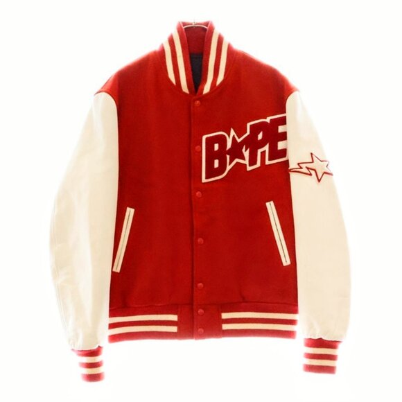 Bape | Jackets & Coats | Vintage Bape Sta Nigo 9s Leather Wool Varsity ...